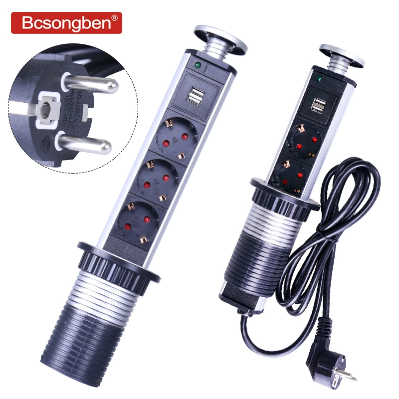Bcsongben PULL Table socket POP UP 3 Power Socket 2 USB Charging Port ...