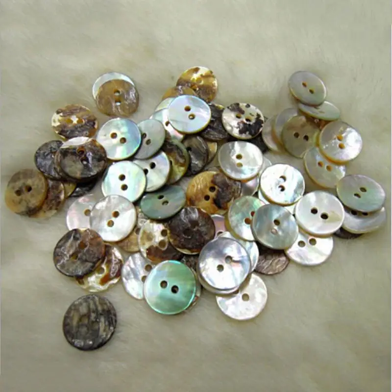 100 PCS/Lot 2 Hole Round Shell Sewing Buttons Button Natural Shell ...