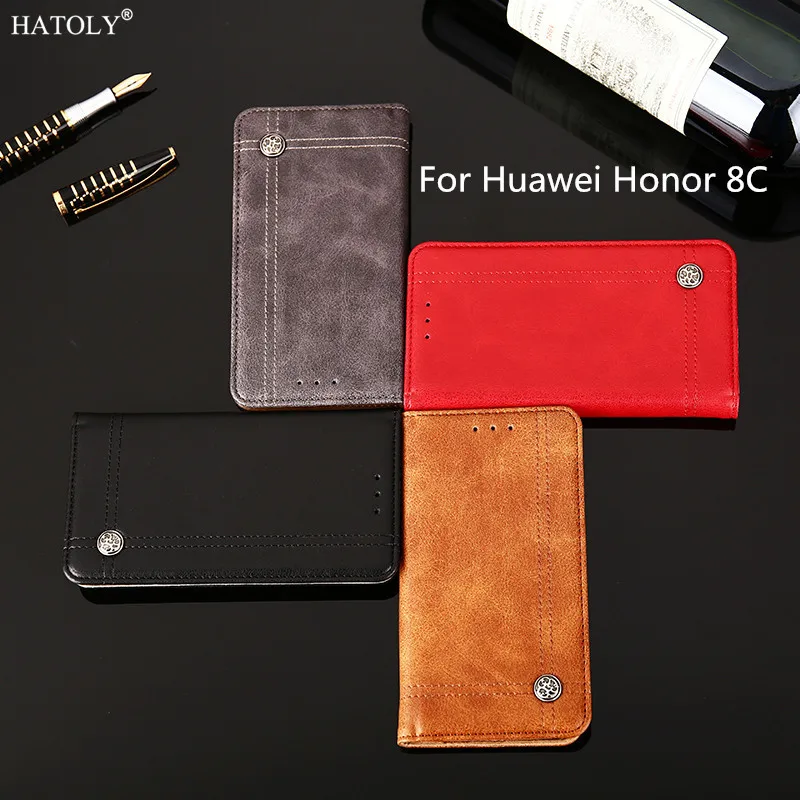 Huawei Honor 8C Case Leather Phone Case Cover Huawei Honor 8C Case Back ...