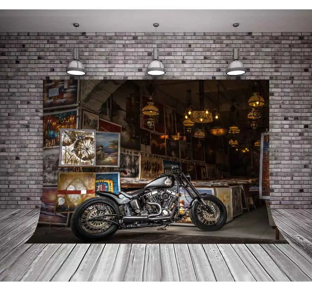 MTMETY Photography Background Retro Shop Motorcycle Backdrop for Theme ...