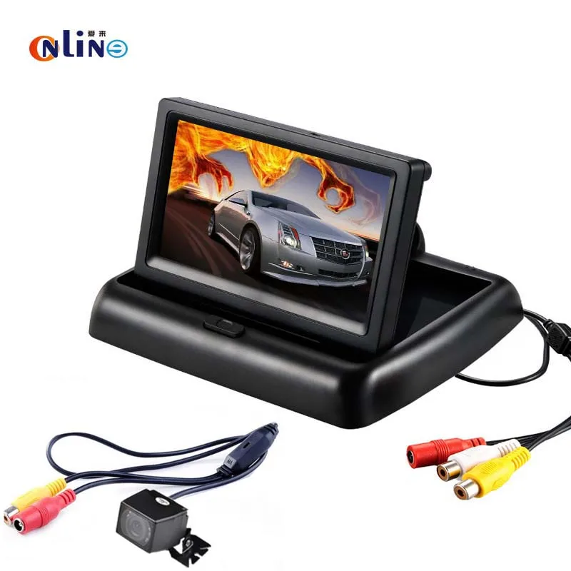 2ch Video 4.3 "foldable Tft Lcd Color Rearview Mirror Car Monitor+135 ...