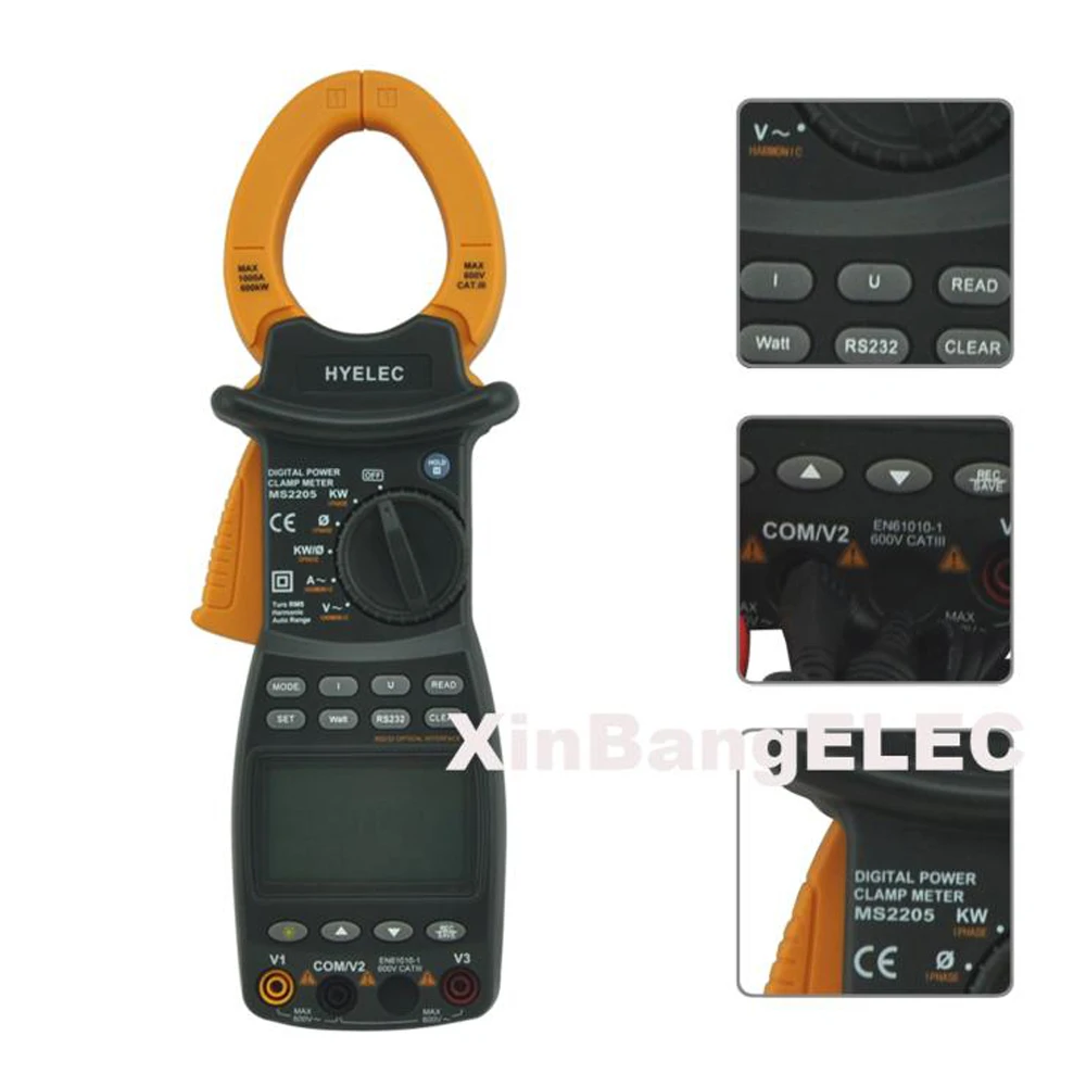 Digital 3 Phase Clamp Meter AC RMS Active Power Factor Passive ...