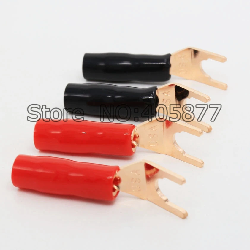 8pcs High Quality Pure Red Copper Spade Plug Speaker Cable Spade ...