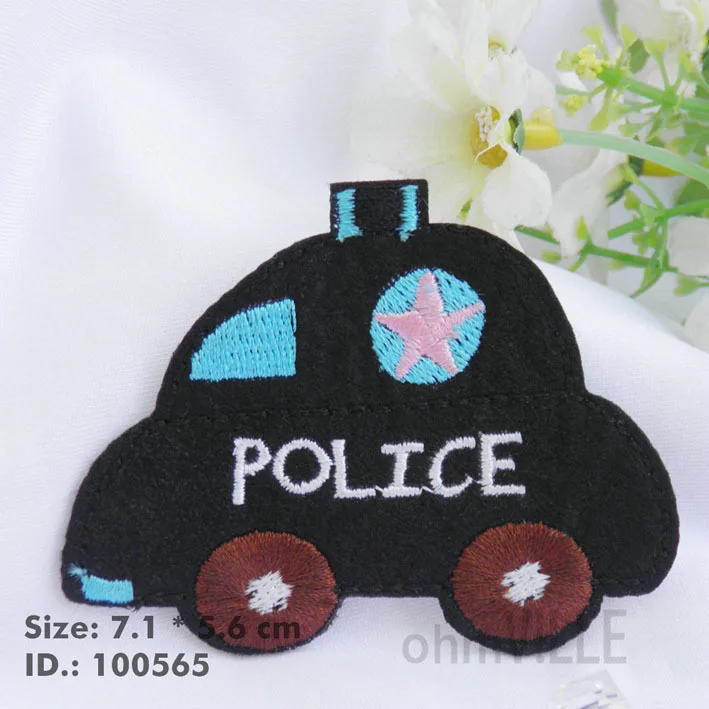100565 Black Police Car Iron On Patches "Easy To Apply, Just Iron On ...