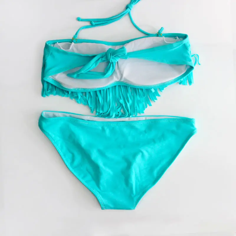 HELLO BEACH Tassel Swimwear Bikini Set Women Swimsuit Bandeau Bikini ...