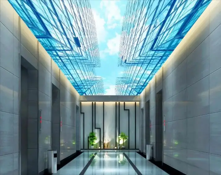 Custom 3d Ceiling modern wallpaper Glass tall building sky Living Room ...