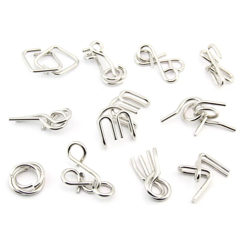 3D Metal Wire Puzzles 11PCS/Sets Classic Knot Intelligence Buckle ...