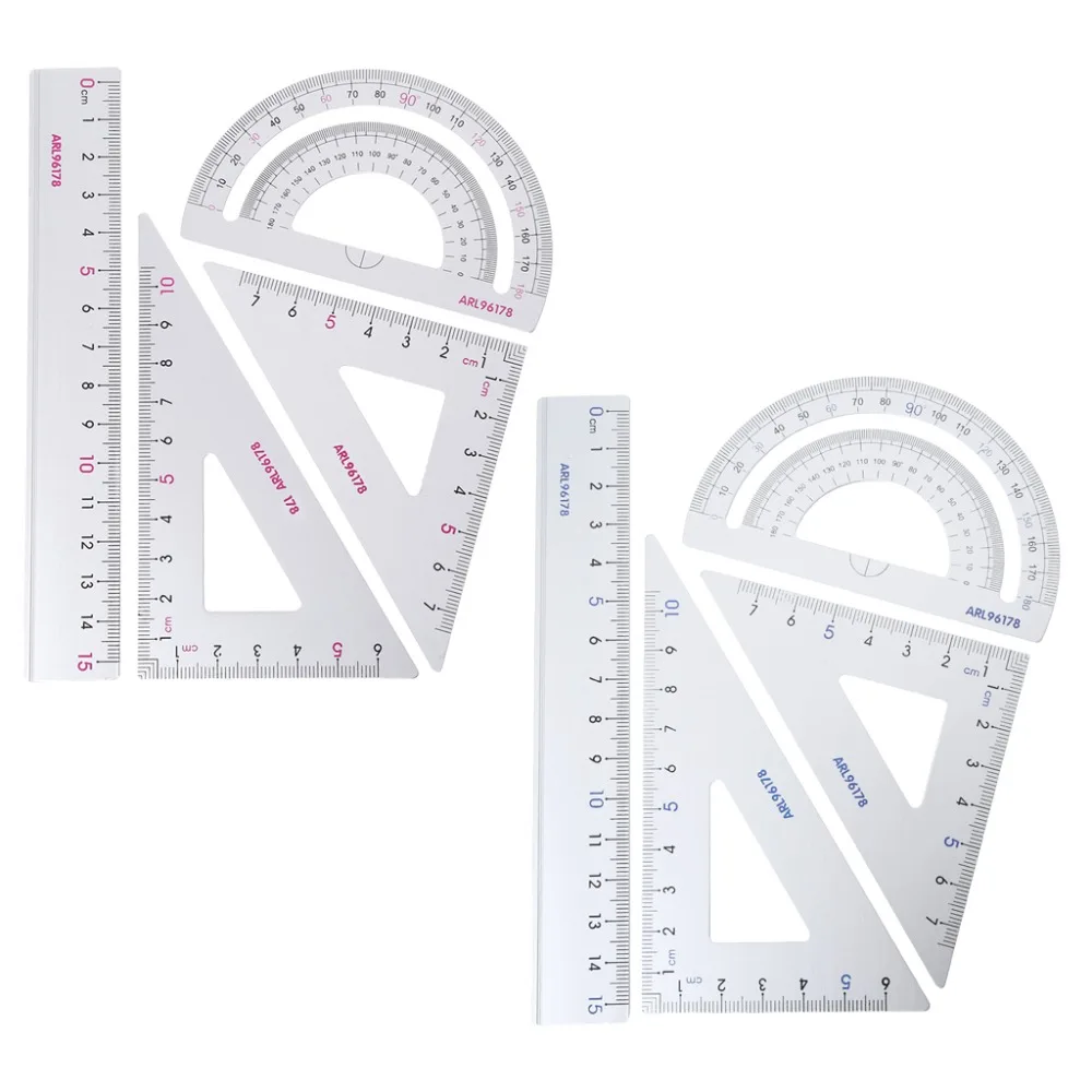 4Pcs Drawing School Supplies Set Square Triangle Ruler Aluminum Alloy ...