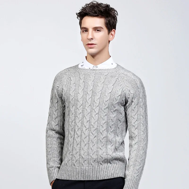 2017 hiver laine chandail hommes de mode tricot Torsion de gris pull ...