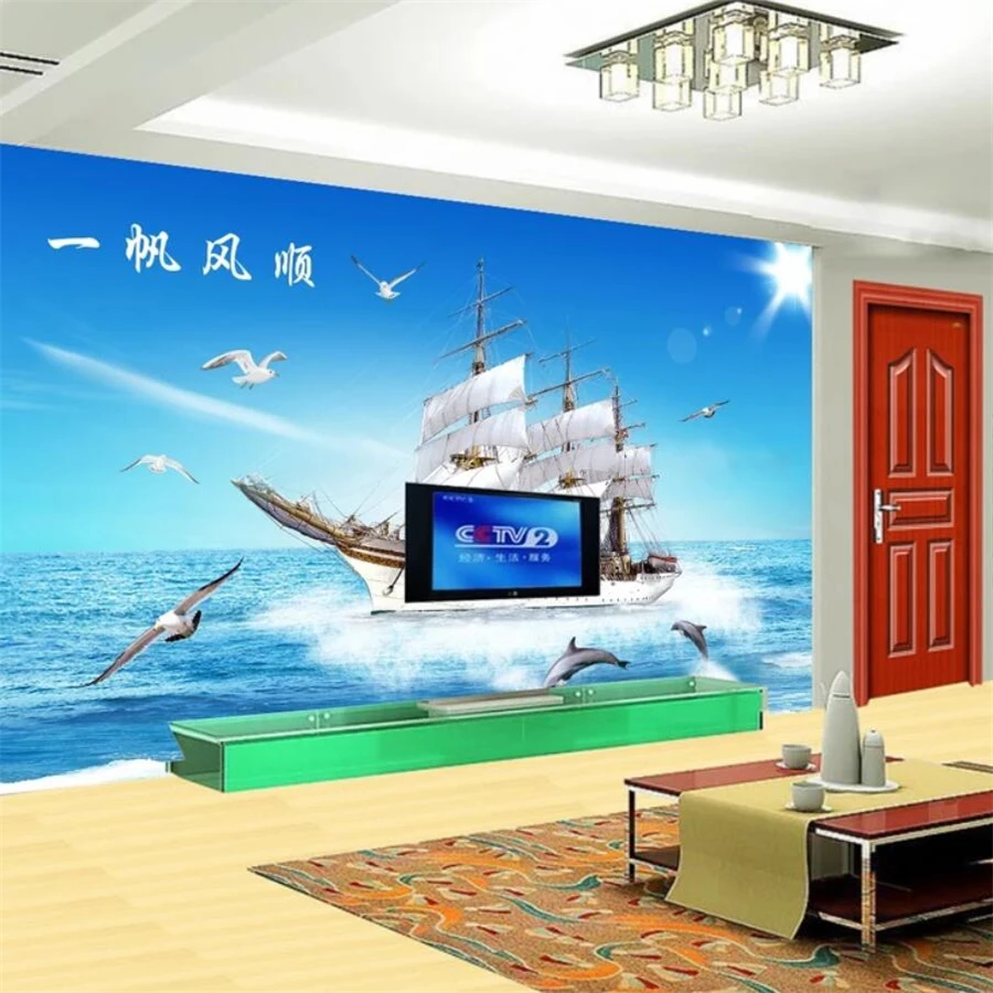wellyu-Custom-Photo-Wallpaper-Murals-3D-Windsurfing-Sofa-Background ...