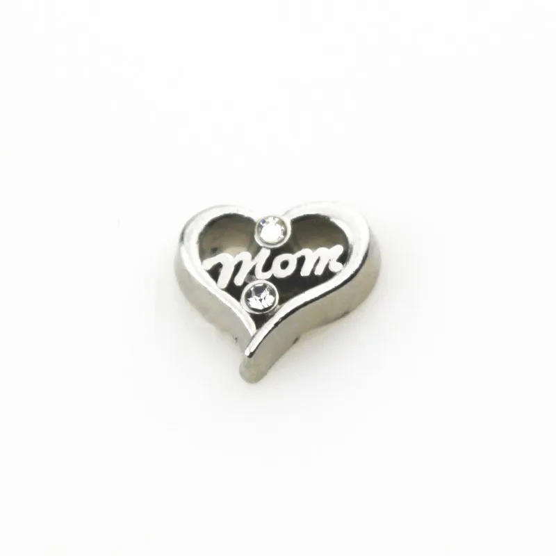 New arrive 20pcs/lot heart mom floating charms fit living glass memory ...