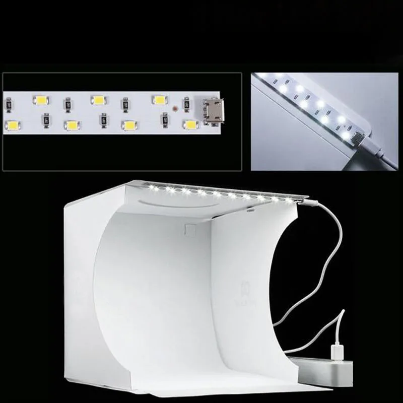 Mini Folding Studio Portable Photography Box Small Light Box LED Light ...