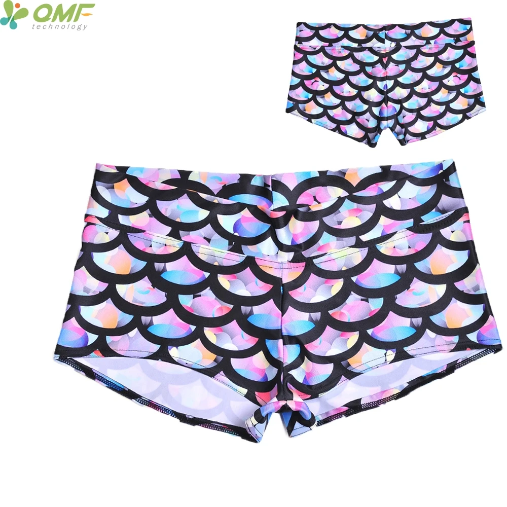 Colorful Mermaid Running Shorts Fish Scale Gym Short Pants Women ...