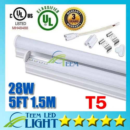 X100 CE RoHS UL Integrated 5FT 28W T5 Led Tube Light 2800lm 85 265V Led ...