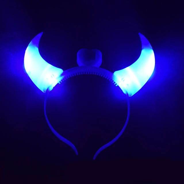 1pc LED Devil Horn Light Up Headband Flashing Horns Headwear for ...