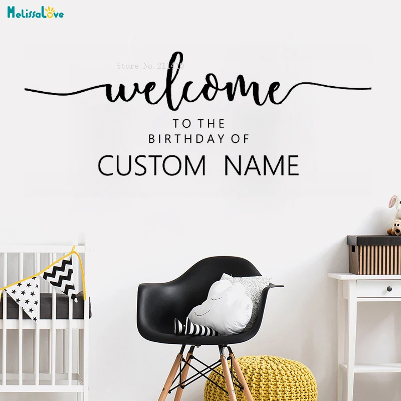 Welcome-Birthday-Sign-Wall-Decal-Custom-Signage-Personalised-Sticker ...