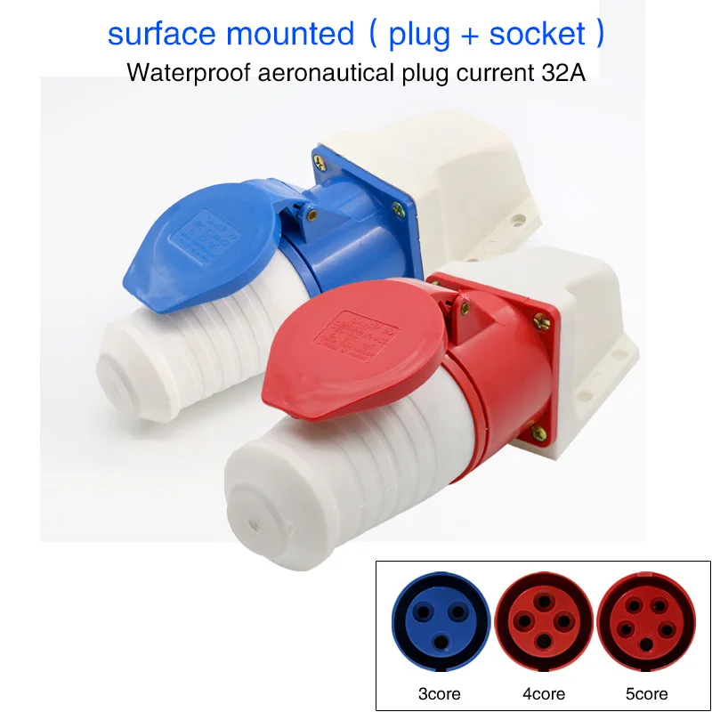 Waterproof-industrial-plug-socket-3-core-4-core-5-core-hole-32A ...