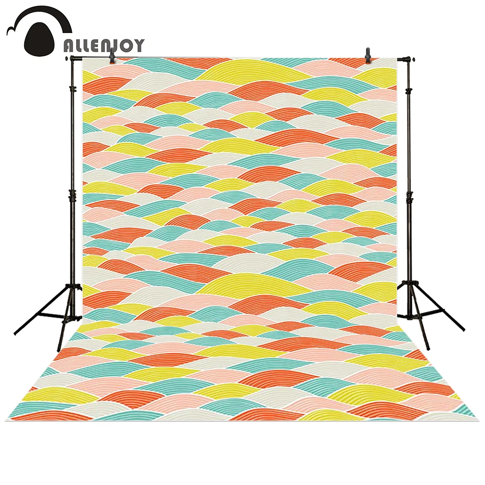 Allenjoy photography backdrop cartoon Wave colorful lines baby shower ...