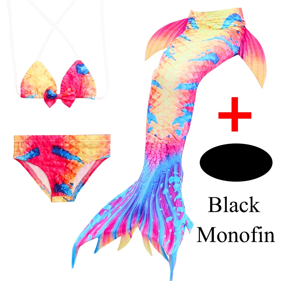 Girls Mermaid Tail with Flipper Children Bikini Swimsuit Cosplay ...