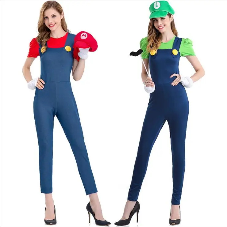 Super Mario Costume Women Luigi Costume Clothing Sexy Plumber Costume Mario Bros Fantasia Super