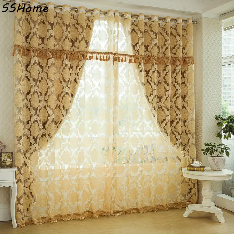Modern fashion cutout curtains quality balcony jacquard window screen ...