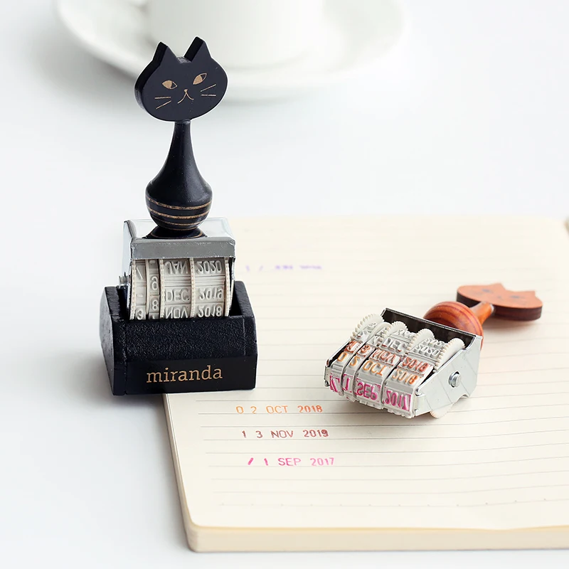 Jamie Notes Cute Cat Stamps Roller Date Stamps To School Seal Retro ...