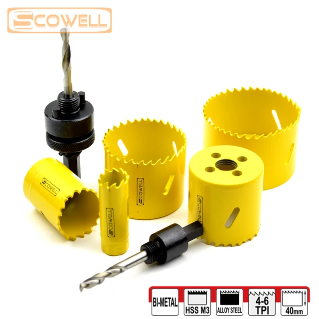 HSS Bi metal Adjustable Holesaw Cutter Wood Cutting drill hole saw 14mm ...