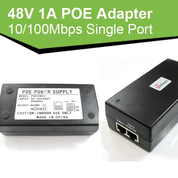 SH 480100 10/100Mbps Single Port Power Over Ethernet Adapter 48V 1A POE ...