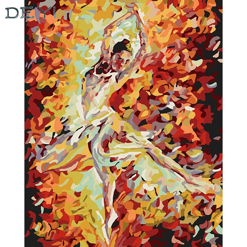 40*50 cm mano pintura al óleo Ballet Lino decorativo pintura enmarcada ...