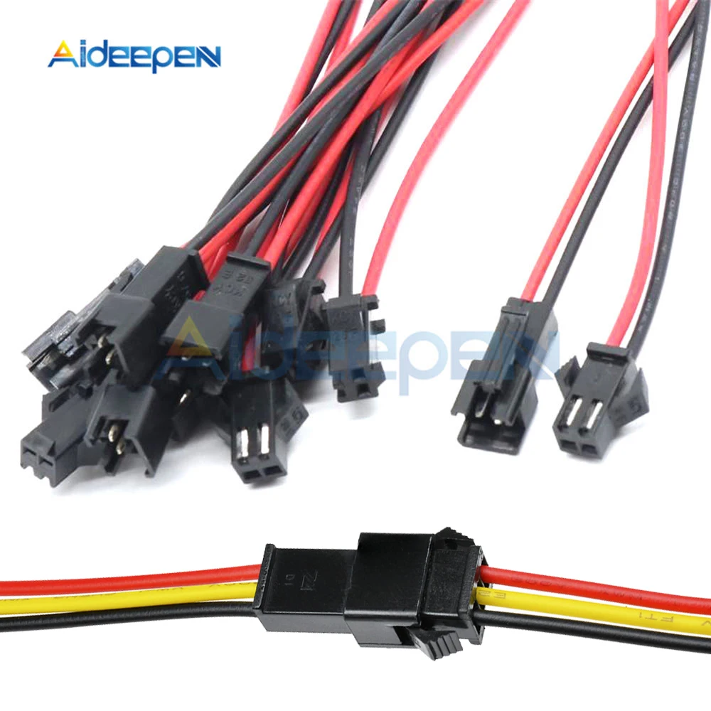 5 Pairs 10Pairs 10CM/15CM/30CM Long JST SM 2P 3P Plug Male to Female Wire Connector LED ...