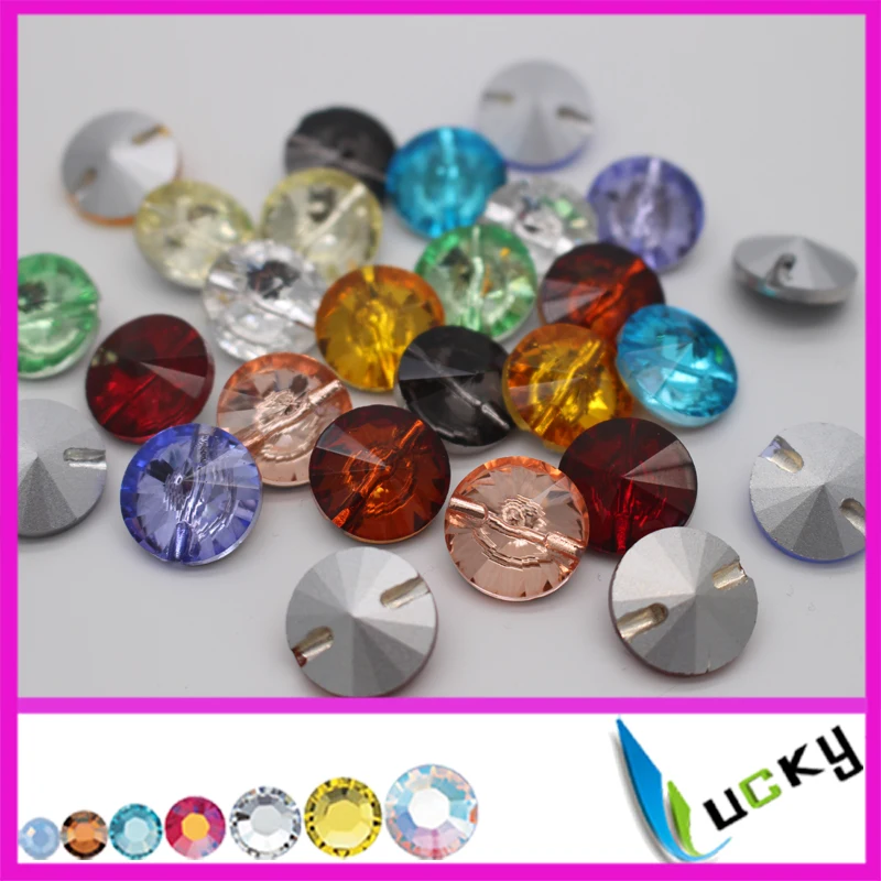 Botón de cristal cosido de alta calidad, botones de cristal de colores ...