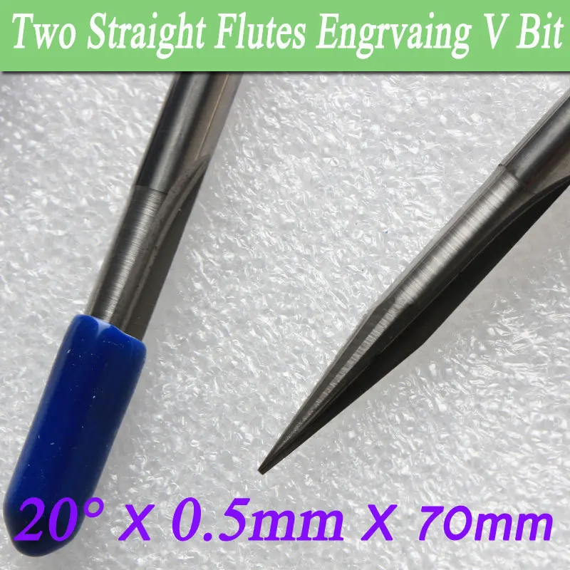 2pcs Two Flutes Straight V Bit Hardwood Bit Tool 20 Degree 0.5mm Tip ...