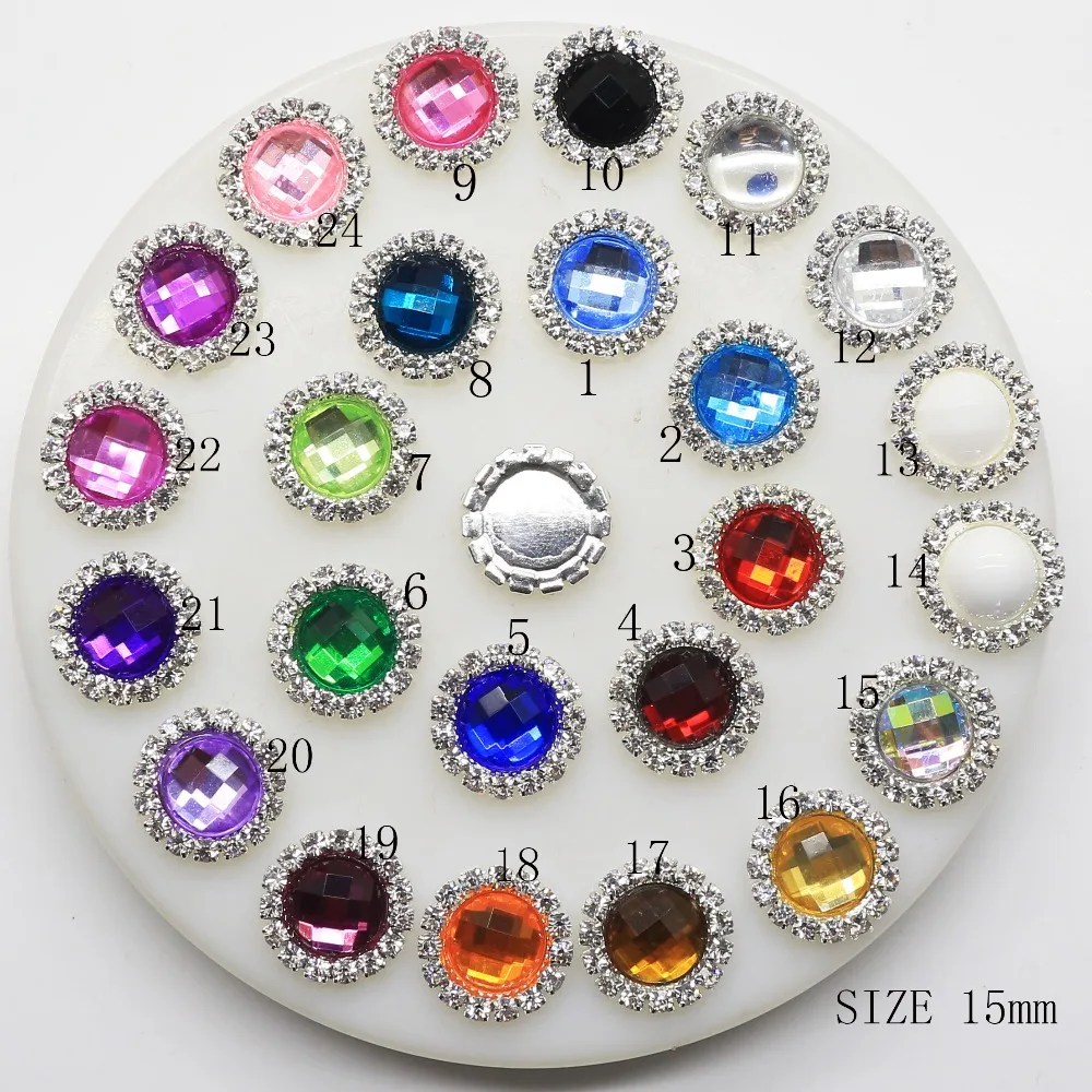 YWXINXI 10Pcs hot sale 15mm round rhinestone flat bottom jewelry ...