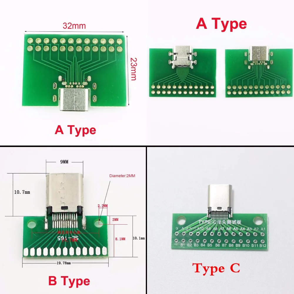 EClyxun 2 pçs/lote USB 3.1 TIPO C tomada Fêmea Conector 24 P placa de ...