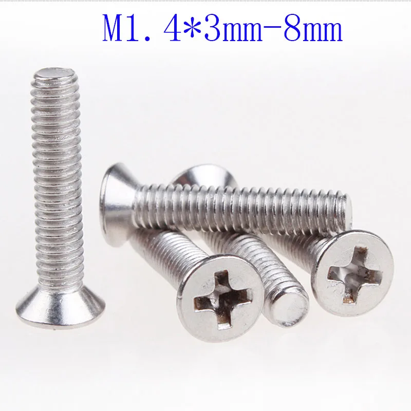 500 Pcs 304 Stainless Steel Crosshead Screws, M1.4 *3mm-8mm Size, White ...