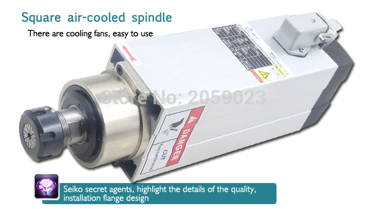Buy New 220V/380V Air Cooled Motor Spindle 3.5kw Square High Speed Spindle Motor Engraving ...