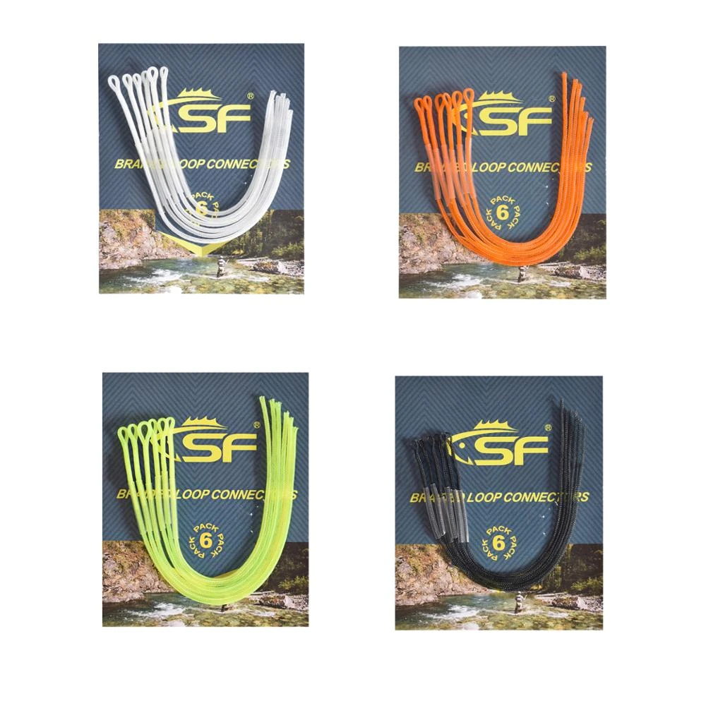 SF 6PCS High Strength Nylon Braided Leader Loop 20/30/50LB Fishing ...