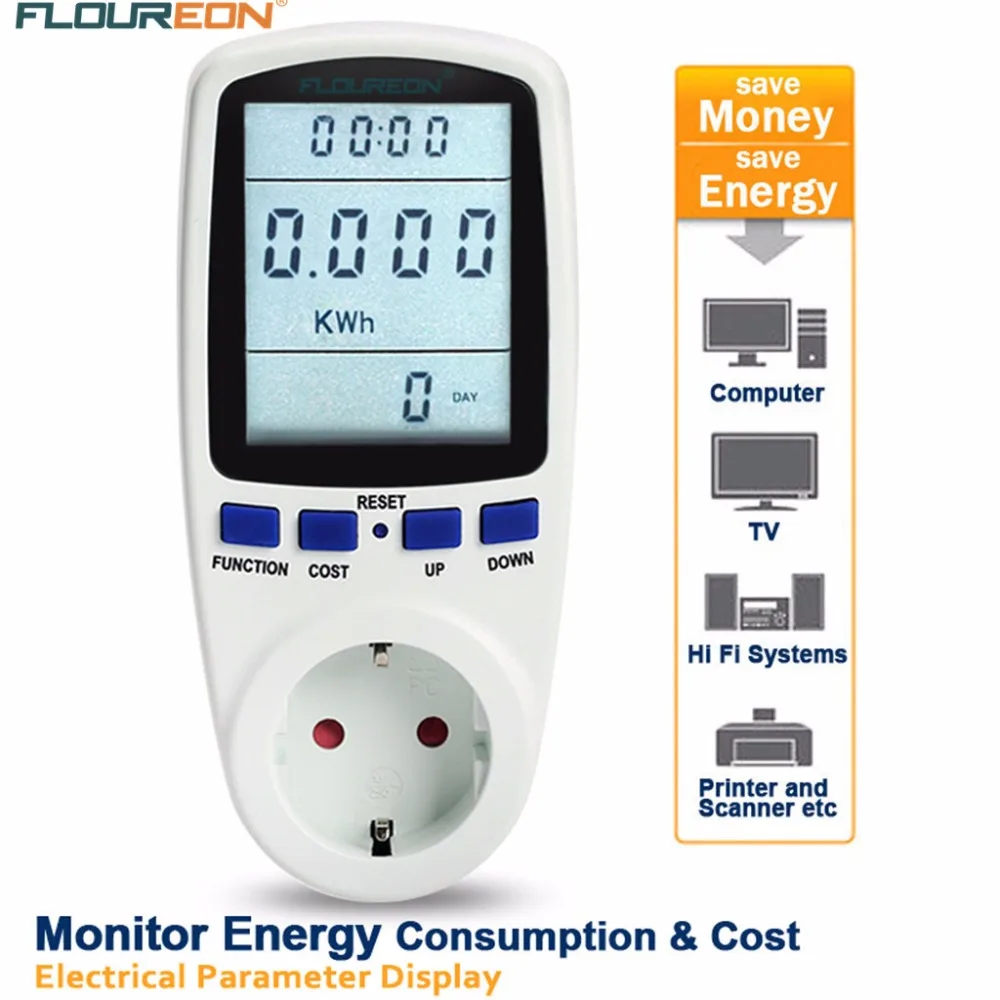 230v 50hz Power Meter Energy Monitor Eu Watt Volt Amp Frequency Monitor Analyzer Cumulative