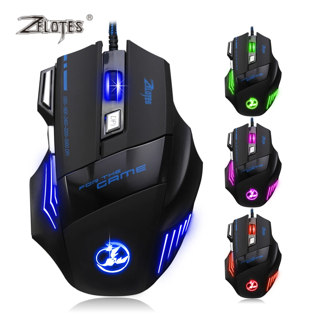 ZELOTES T80 Gaming Mouse USB Wired Optical Computer Mouse 7200 DPI 7 ...