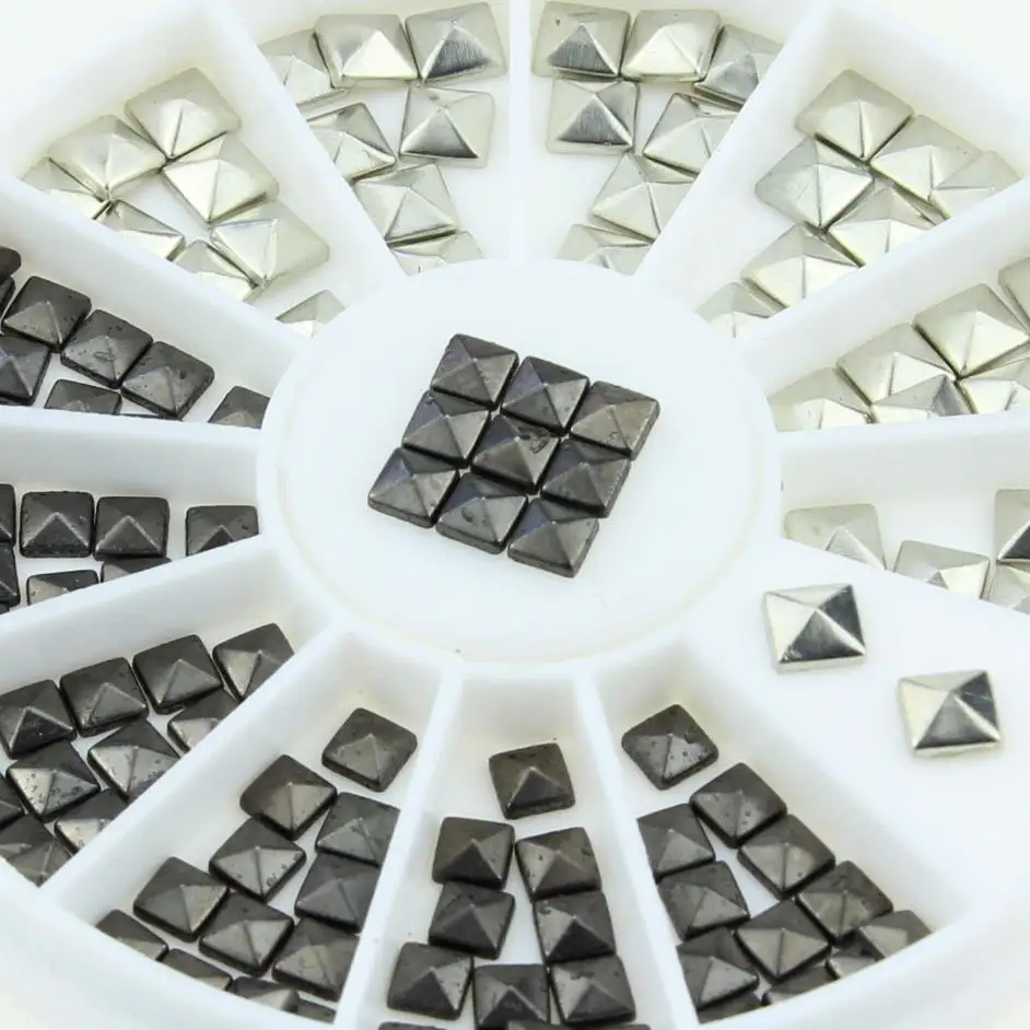 Square steeple copper Silver Black Nail Decorations Glitter 3D Nail Art ...