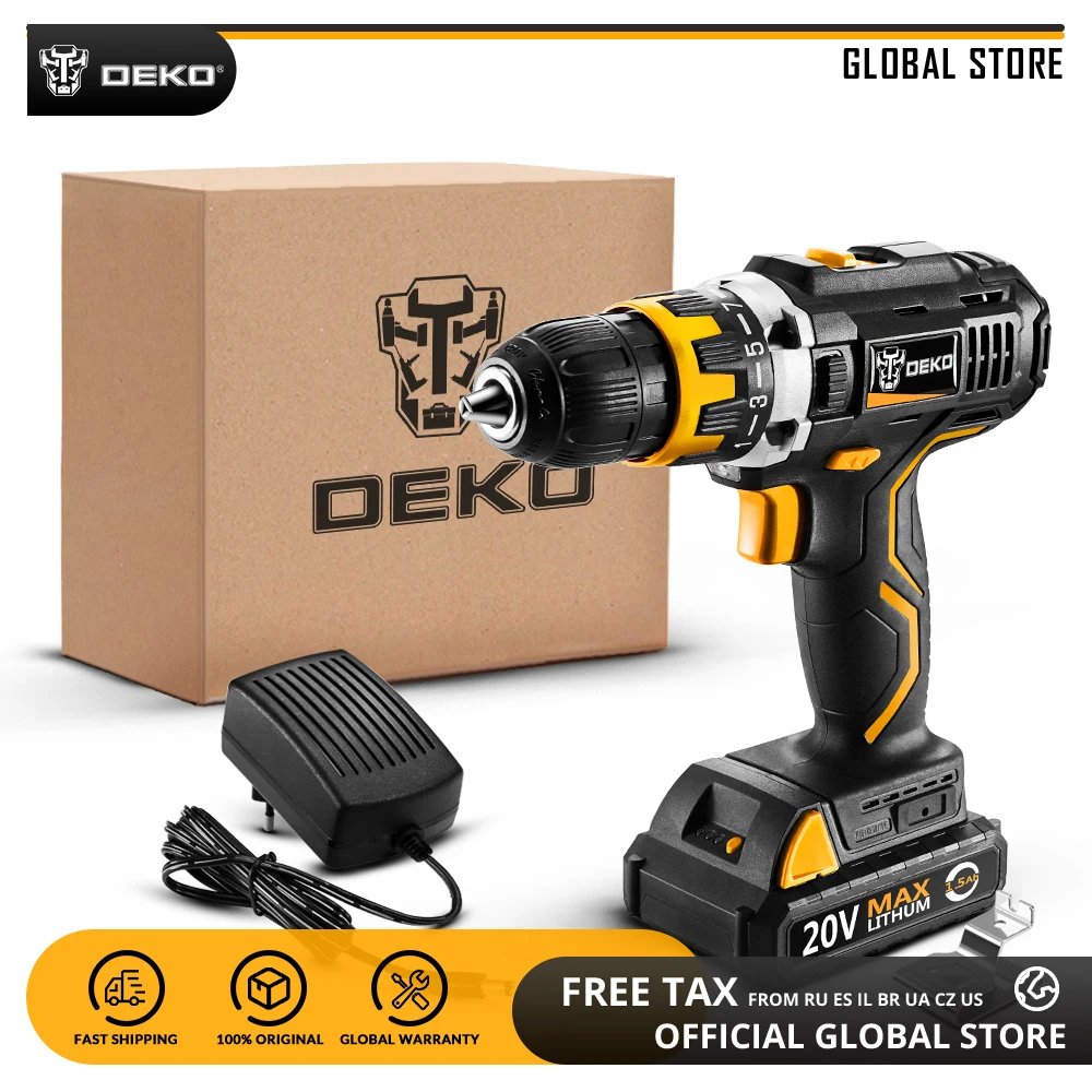 DEKO GCD20DU2 20V MAX Li ion Battery Power Tool Variable Speed Electric ...