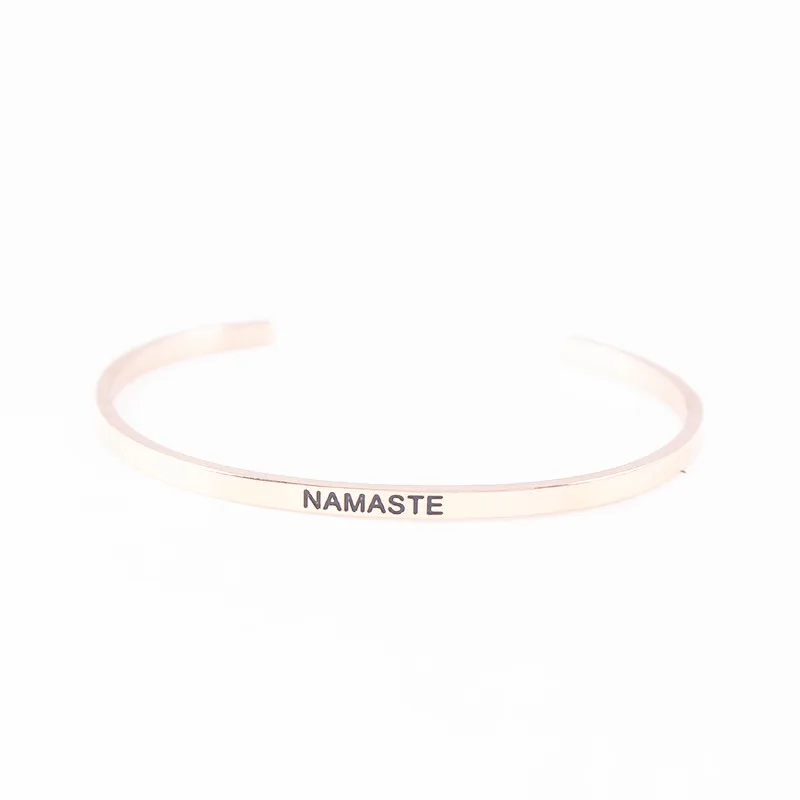 Rose Gold Color Stainless Steel Open Cuff Bracelets NAMASTE Nomation ...