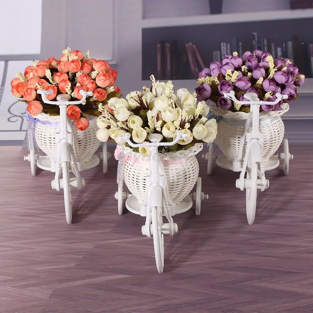 Rattan vase + flowers meters spring scenery rose artificial flower set ...