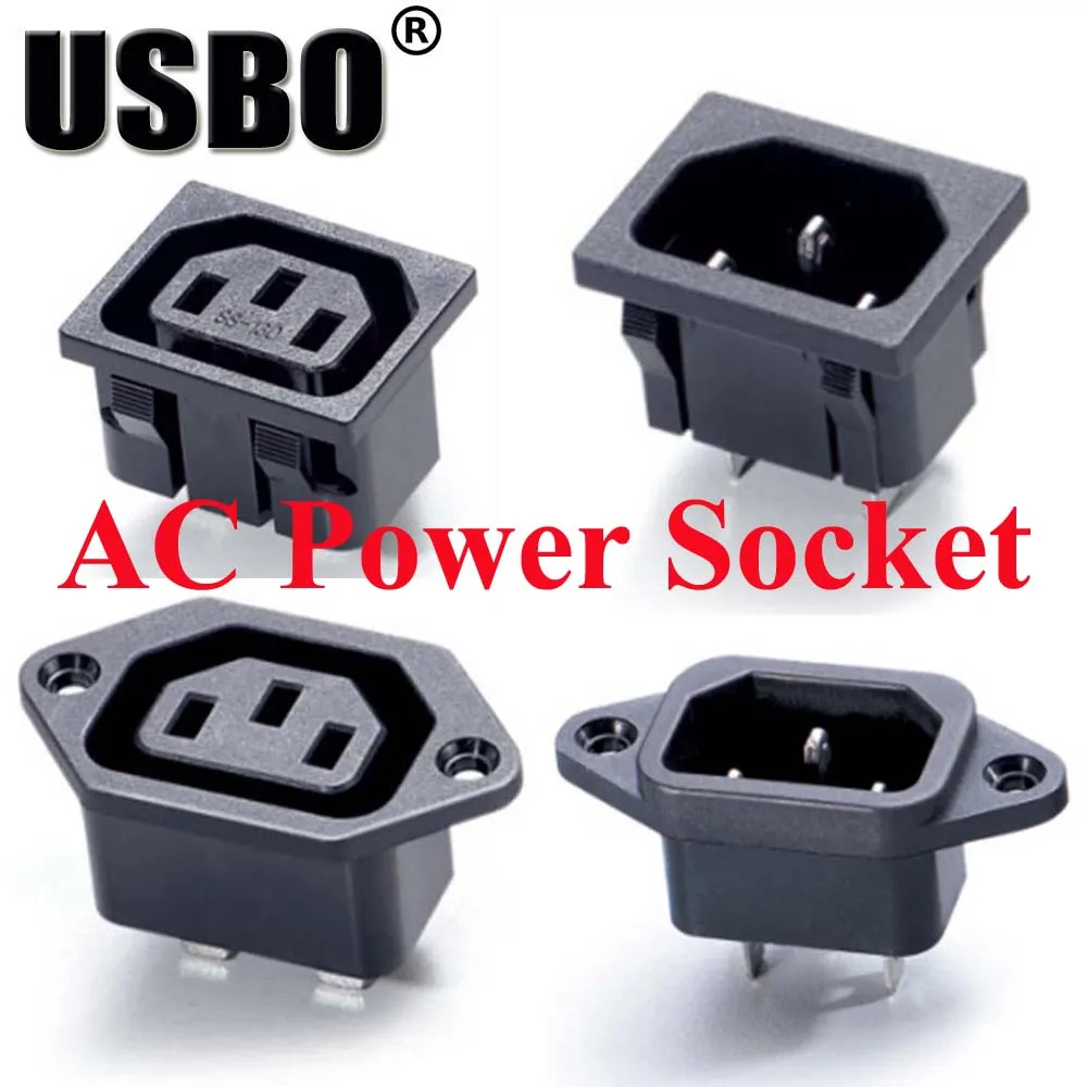 High quality Black 10A 250V IEC320 C13 / C14 3Pins universal industry ...