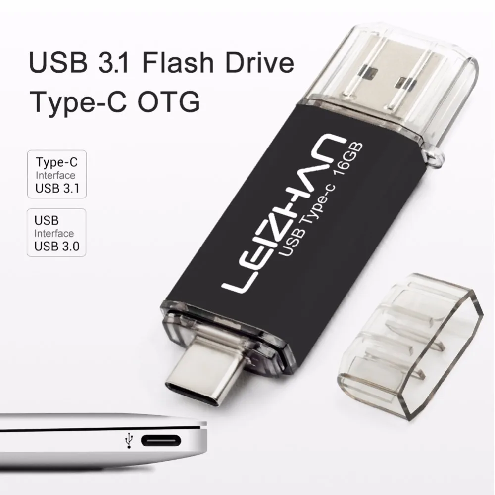 LEIZHAN Type C USB Flash Drive 32GB Pen Drive 16GB Pendrive OTG Memoria ...
