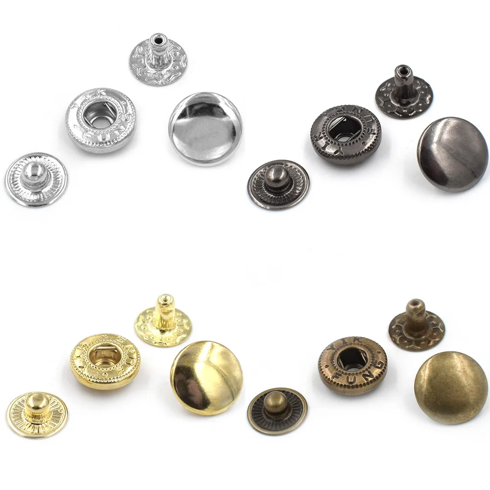 50 Sets 10 MM Metal Snap-Fastener Buttons Rivet Jacket Buckle Clothing ...