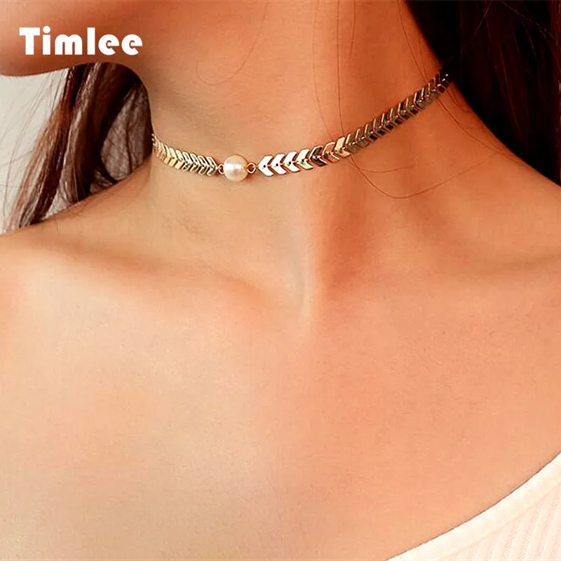 Timlee N178 Fashion Minimalist Personality Letter V Chain Imitation ...