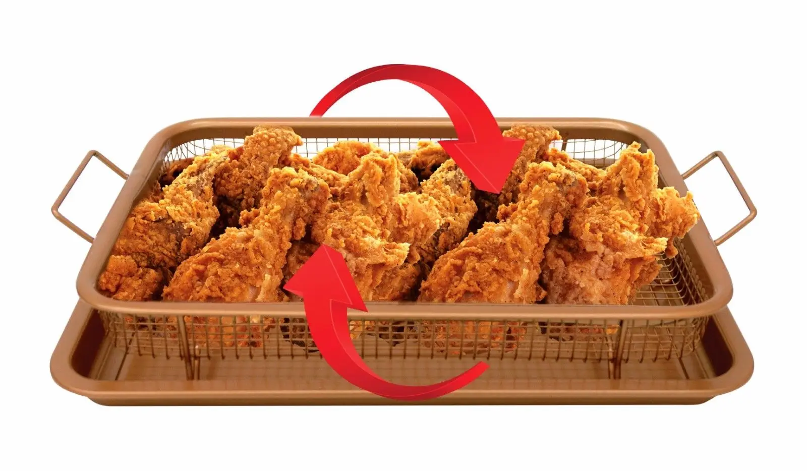 Медный поднос для жарки в духовке, прочная сетчатая корзина с усиленным ...