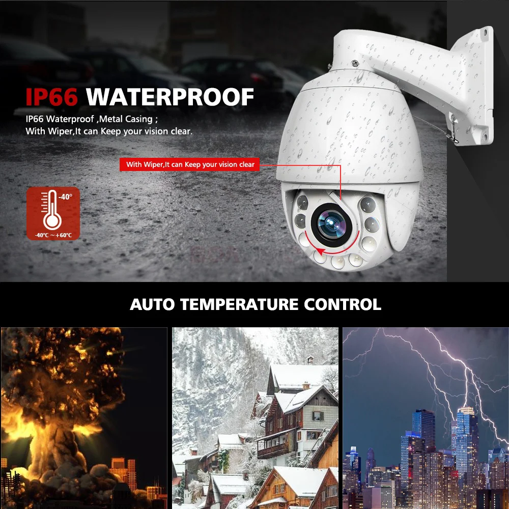 7 Inch CCTV PTZ IP Camera 5MP 30x Zoom IR 180M Night Vision Waterproof ...