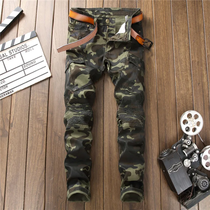 Military Style Men's Fashion Brand Casual Denim Trousers Camouflage ...
